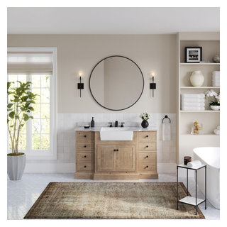 Fermo Bath Vanity, Weathered Fir, 60", Marble Top, Single Sink ...