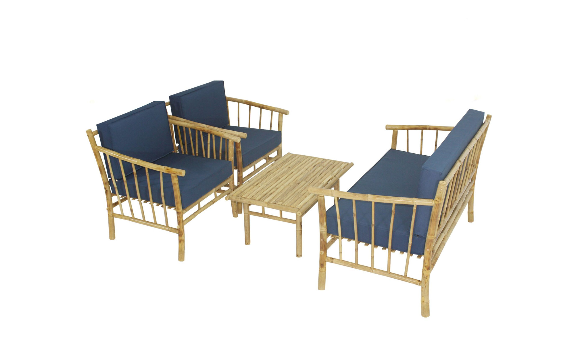 Handcrafted Bamboo Sofa Set of 01 Double and 2 Single Sofa and Table ...