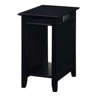 Edison End Table With Charging Station And Shelf - Transitional - Side ...