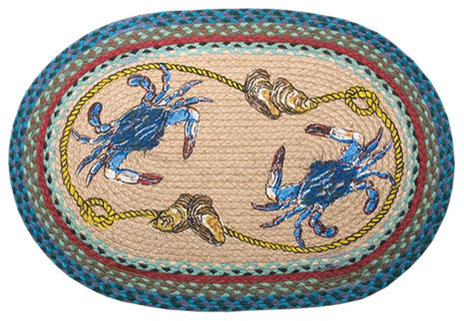 Blue Crab Oval Patch Rug - Beach Style - Area Rugs - by Uber Bazaar | Houzz