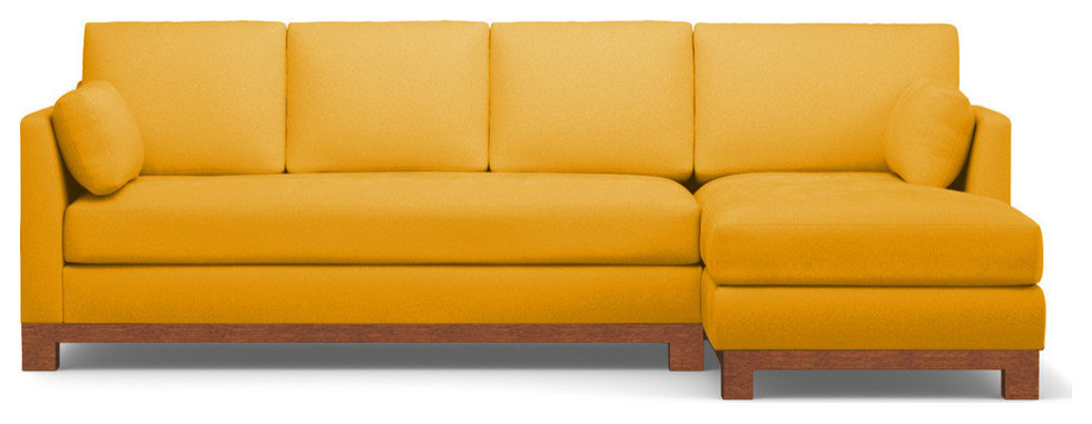 Apt2B Avalon 2-Piece Sectional Sleeper Sofa, Marigold Velvet, Chaise on Left - Contemporary ...