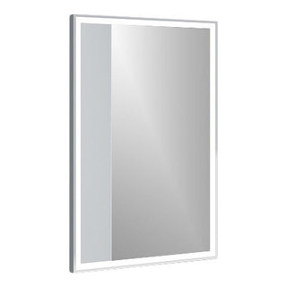 ADM Rectangular Wall Mounted Framed LED Mirror, White, 24" - Modern ...