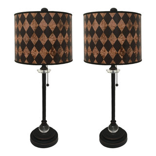 28" Crystal Buffet Lamp With Vertical Black Diamond on Papyrus Shade ...