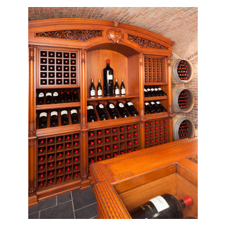 Vineyard inspired light mahogany wine cellar Franklin Lakes, NJ ...