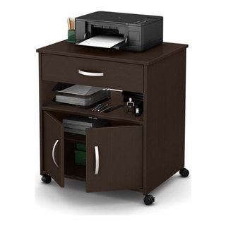 Urbanpro Compact Wooden Printer Cart with Open and Closed Storage in ...