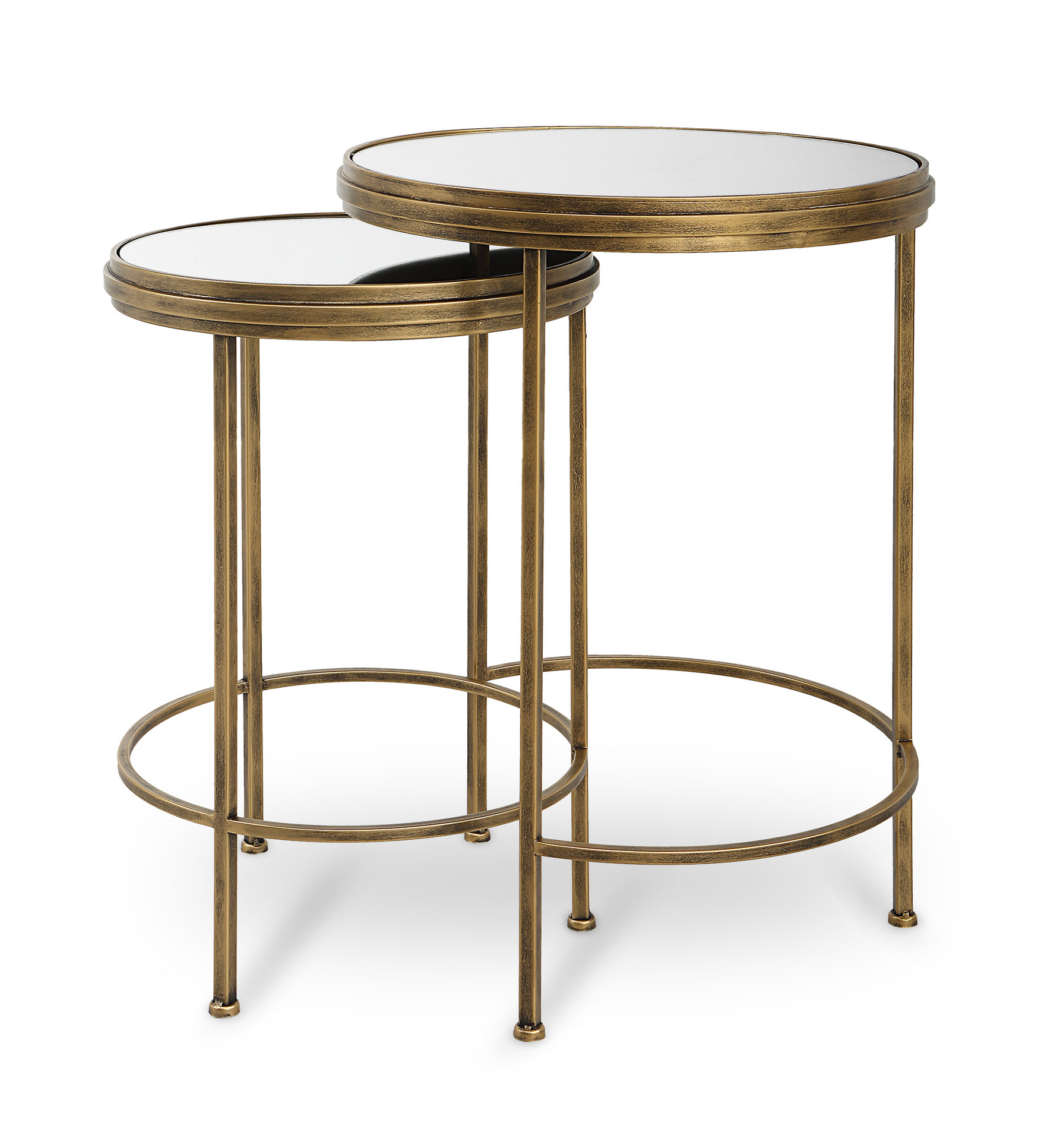 Contemporary 17875" x 24" Iron Glass Brushed Gold Nesting Tables, 17.9 ...