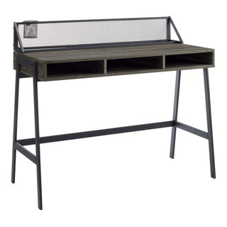 Urban Industrial Metal Mesh Back Writing Desk With Cubby Storage ...