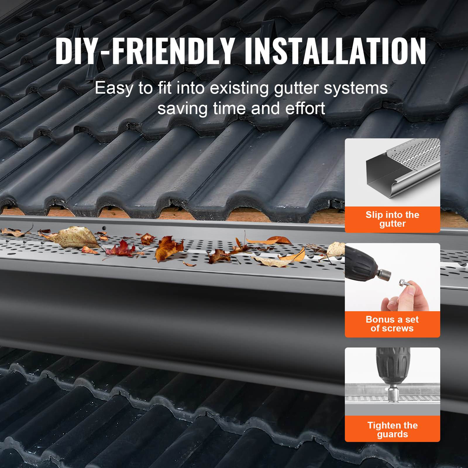 VEVOR Gutter Guard 5" Wide 208' Length Cover Mesh Leaf Debris ...