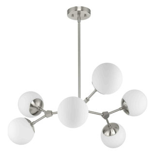 Haas 6 Light Chandelier, Brushed Nickel - Midcentury - Chandeliers - by ...