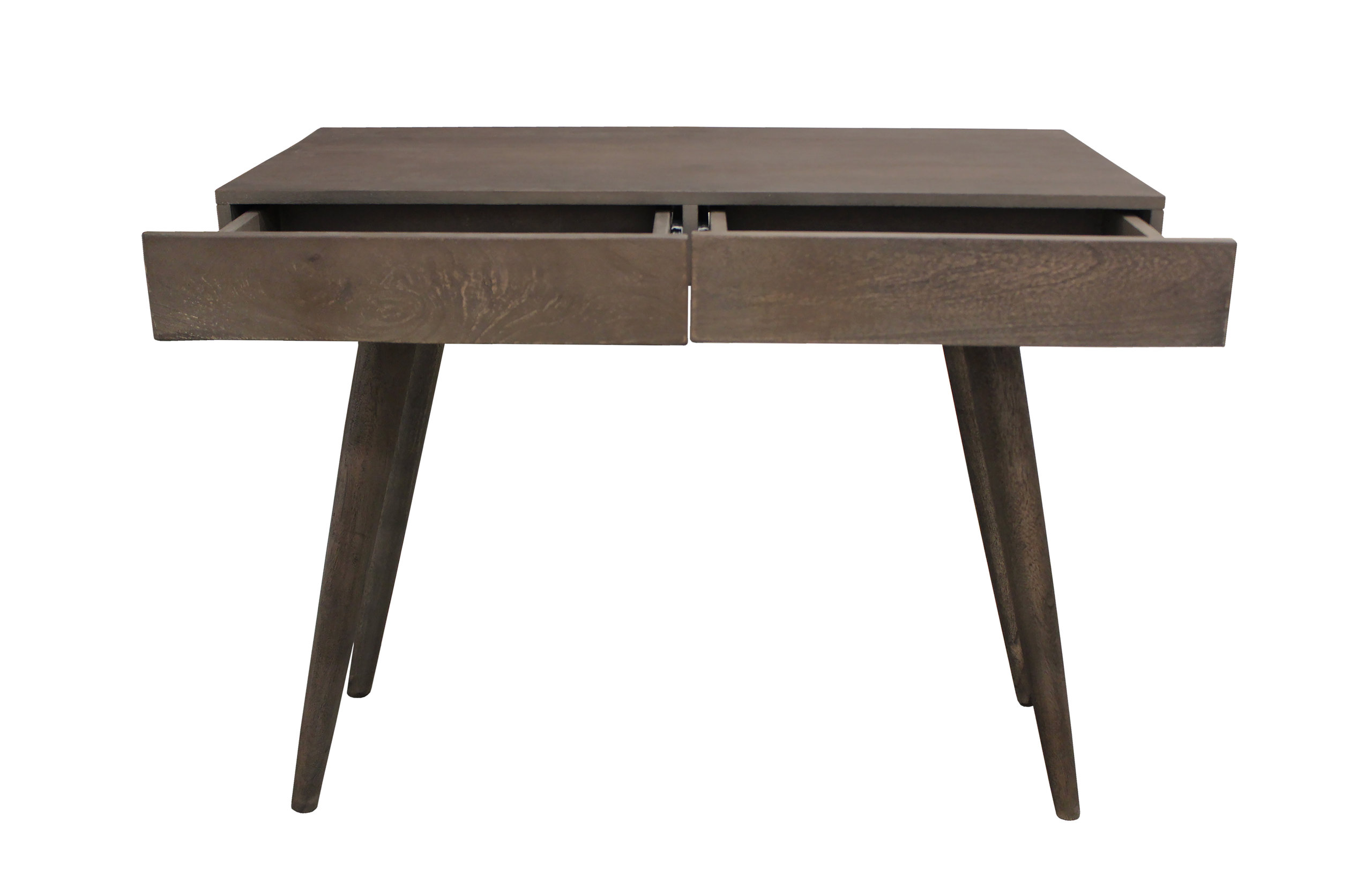 Benedict Gray Acacia Solid Wood 2 Drawer Desk - Midcentury - Desks And ...
