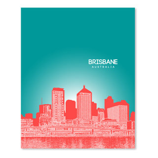 Brisbane, Australia City Skyline Art Poster - Contemporary - Prints And ...