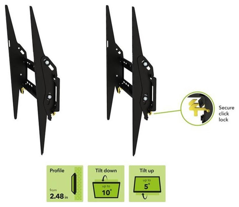 AVF Steel Adjustable Tilt Low Profile TV Mount for 30" to 80" TVs in ...