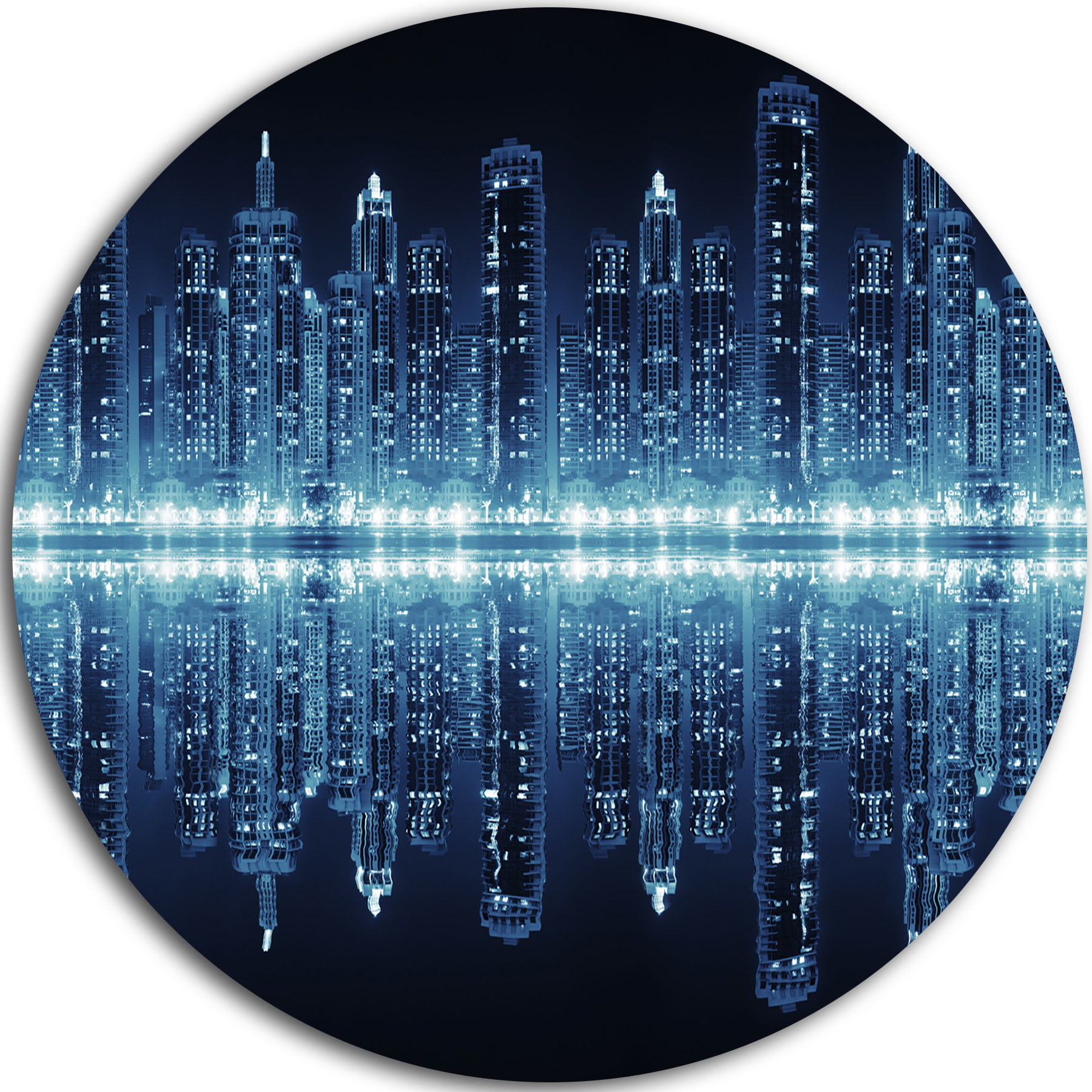 Seamless Modern City, Cityscape Photo Round Metal Wall Art, Disc of 38 ...