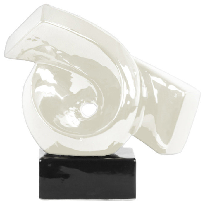 Modern Ribbon Abstract Sculpture on Rectangle Base - Contemporary ...