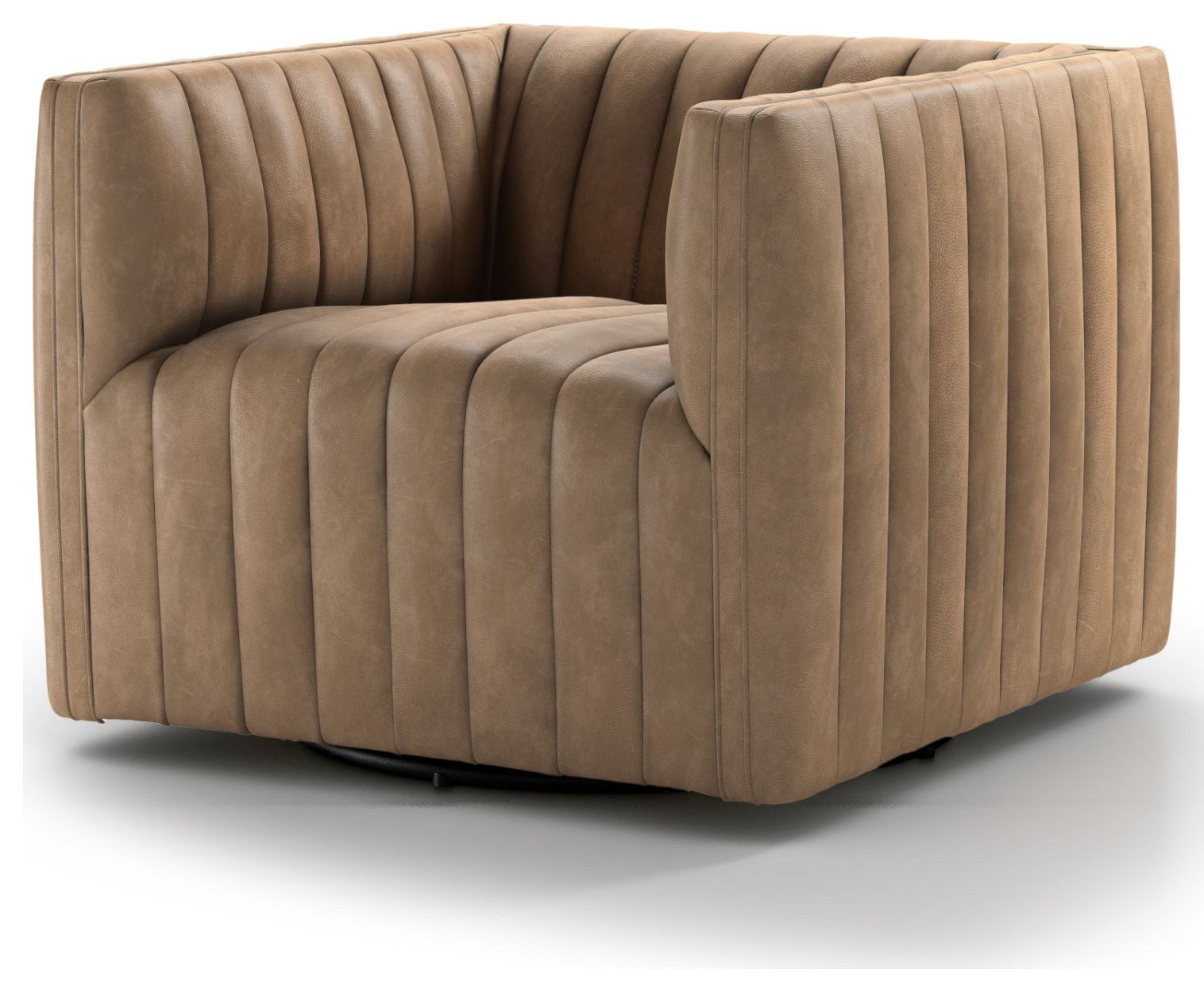 Augustine Channel Tufted Palermo Drift Leather Swivel Chair ...