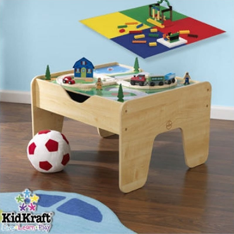 KidKraft 2-in-1 Activity Table with Train Set in Natural - Contemporary ...