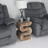 Haussmann Wood Big Wave Verve Accent Snake Table, 14x14x20, Agate Grey ...