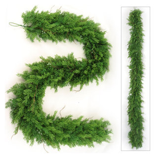 Real Touch 6' Juniper Garland 9" Diameter 2 Pieces Indoor Outdoor ...