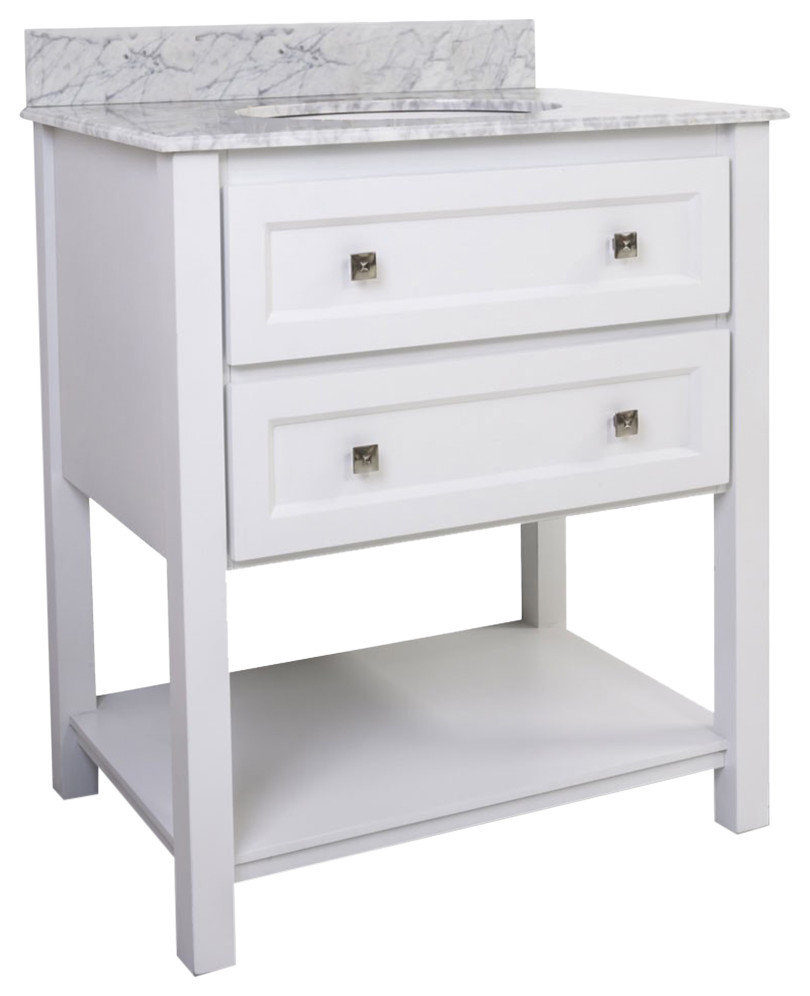 Adler White Vanity With Preassembled Top and Bowl - Transitional ...