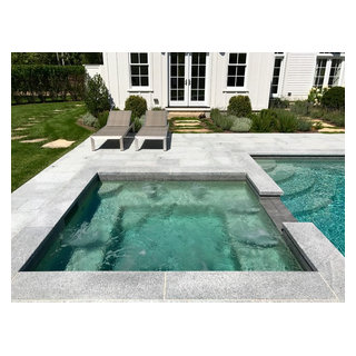French Grey Pebble Sheen w/ Rodio Tile and Grey Granite Patio - Beach ...