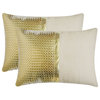 Gold Faux Leather Lumbar Pillow Cover Patch Work, Solid - Lux Gold, 12 ...