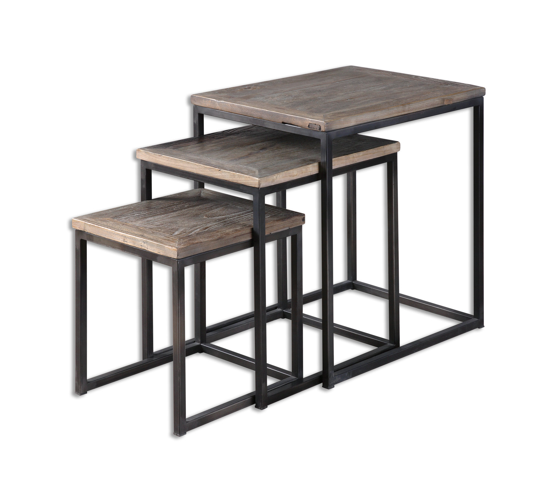 Uttermost Bomani Wood Nesting Tables Set/3 - Industrial - Coffee Table ...