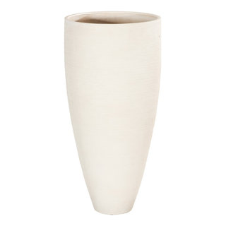 Flora Grande Planter, White Stone, 34x34x72"h - Transitional - Outdoor ...