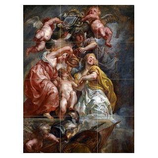 Tile Mural The Union of EnglandScotland angels Backsplash, 6" Marble ...