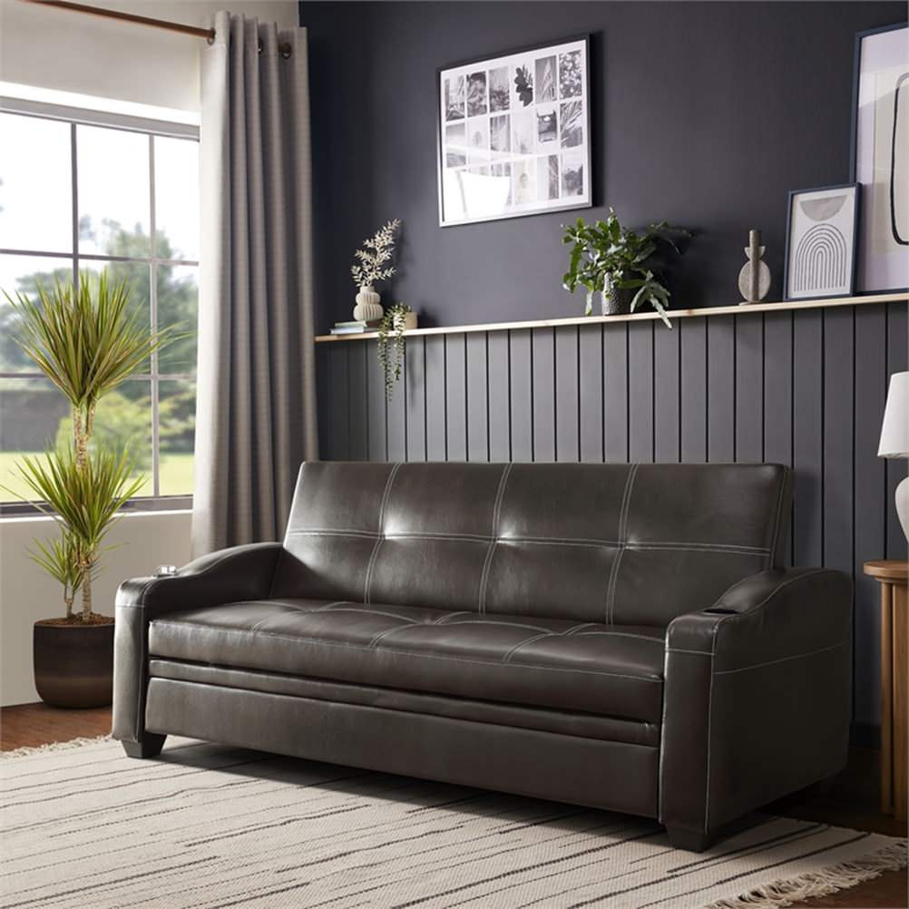 Lexicon Caffery Contemporary Faux Leather Click-Clack Sleeper Sofa in ...