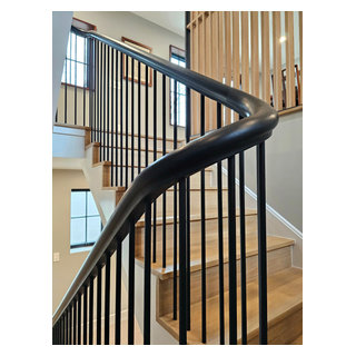 115_Stunning Continuous Rail System on 3 Story Floating Stairs ...