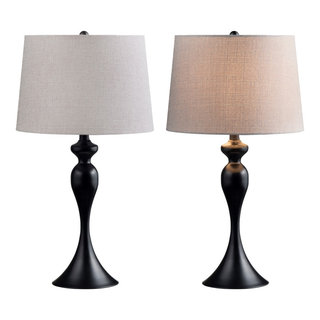 25.5"H Steel Table Lamp Set of 2 with Linen Shade - Traditional - Lamp ...
