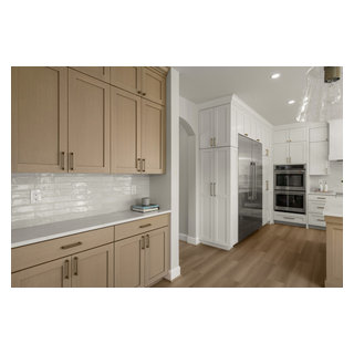 Two-Tone Cabinetry with Beverage Station in a Transitional Kitchen ...