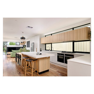 Narrow Scandi home with texture and colour - Scandinavian - Kitchen ...