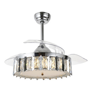 42" LED Retractable Ceiling Fan With Remote Control and Light Kit ...