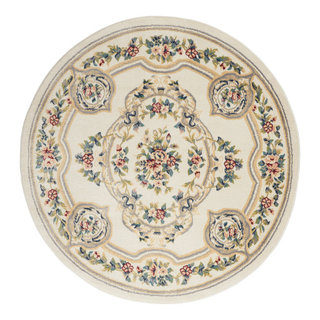 Nourison Aubusson ABS1 Area Rug, Ivory, 7'10" x Round - Victorian ...