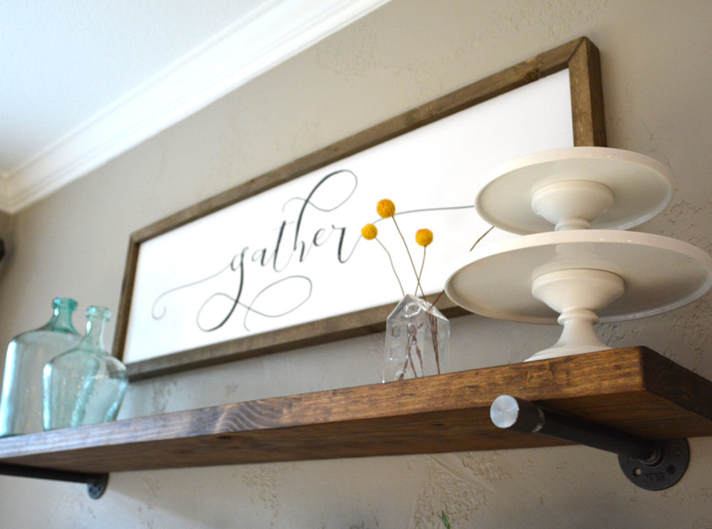 Yellowstone II Rustic Farmhouse Floating Shelf With Pipe Brackets, 60 ...