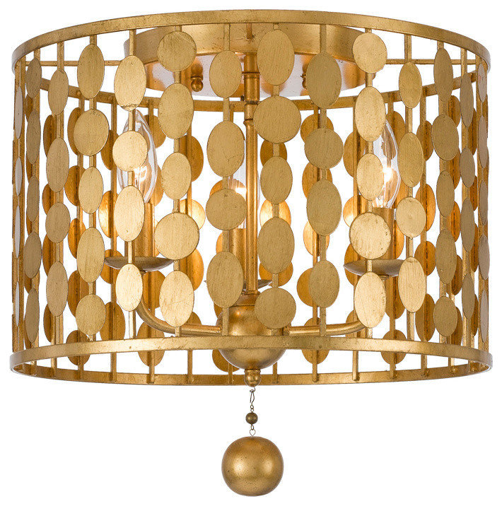 Crystorama Layla 3-Light Antique Gold Ceiling Mount - Contemporary ...
