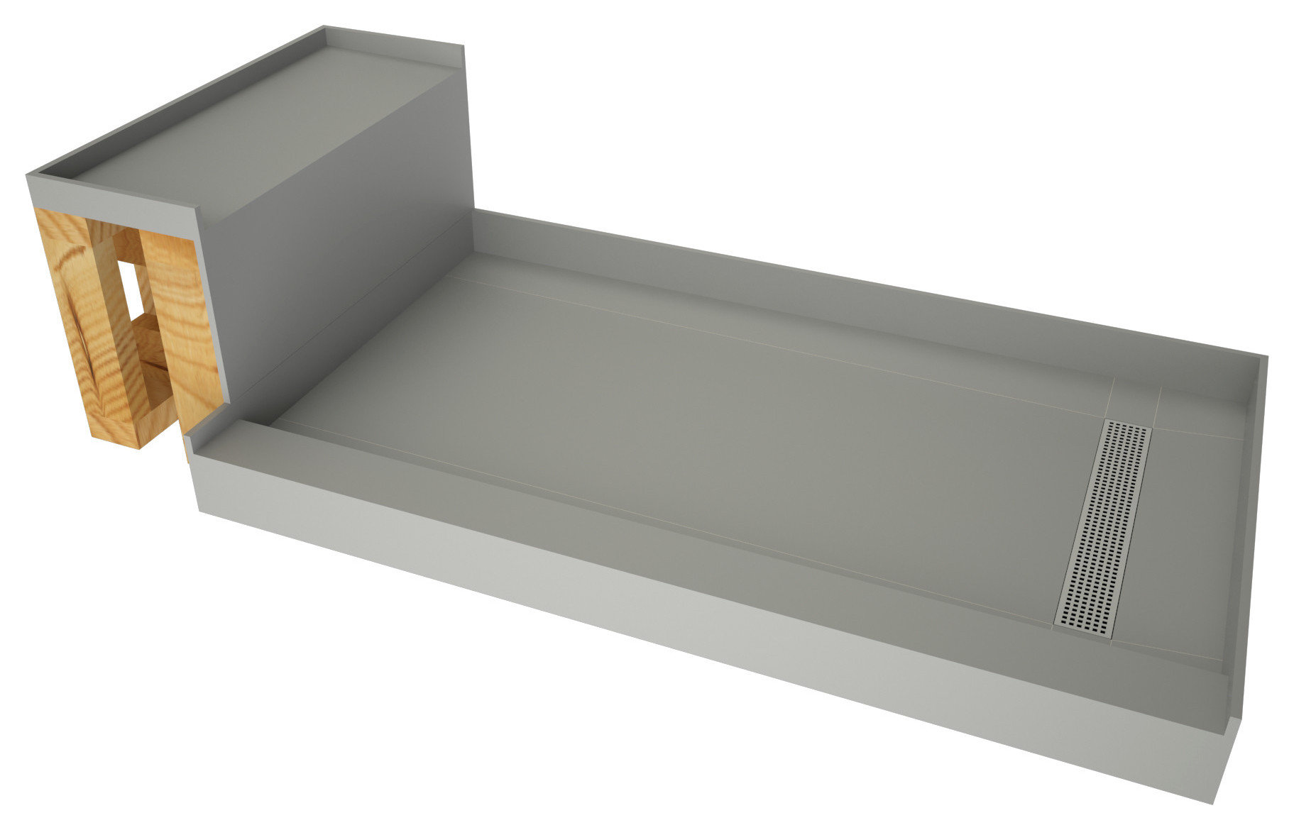 Tile Redi RT4248R-SQ-RB42-KIT Base'N Bench 42" x 60" Rectangular ...