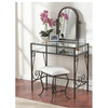 Pemberly Row Metal Vanity Set in Linen - Mediterranean - Bedroom ...