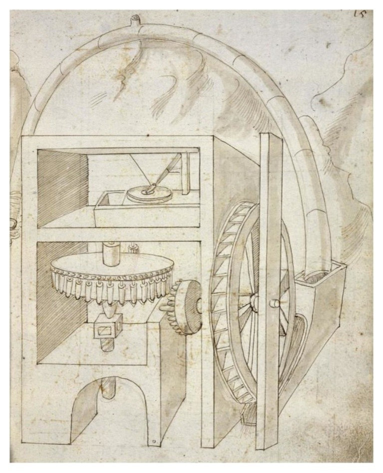 "Folio 14: mill with undershot water wheel" Paper Art, 24"x30 ...
