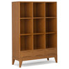 Harper Solid Hardwood Cube Storage With Drawers, Teak Brown ...