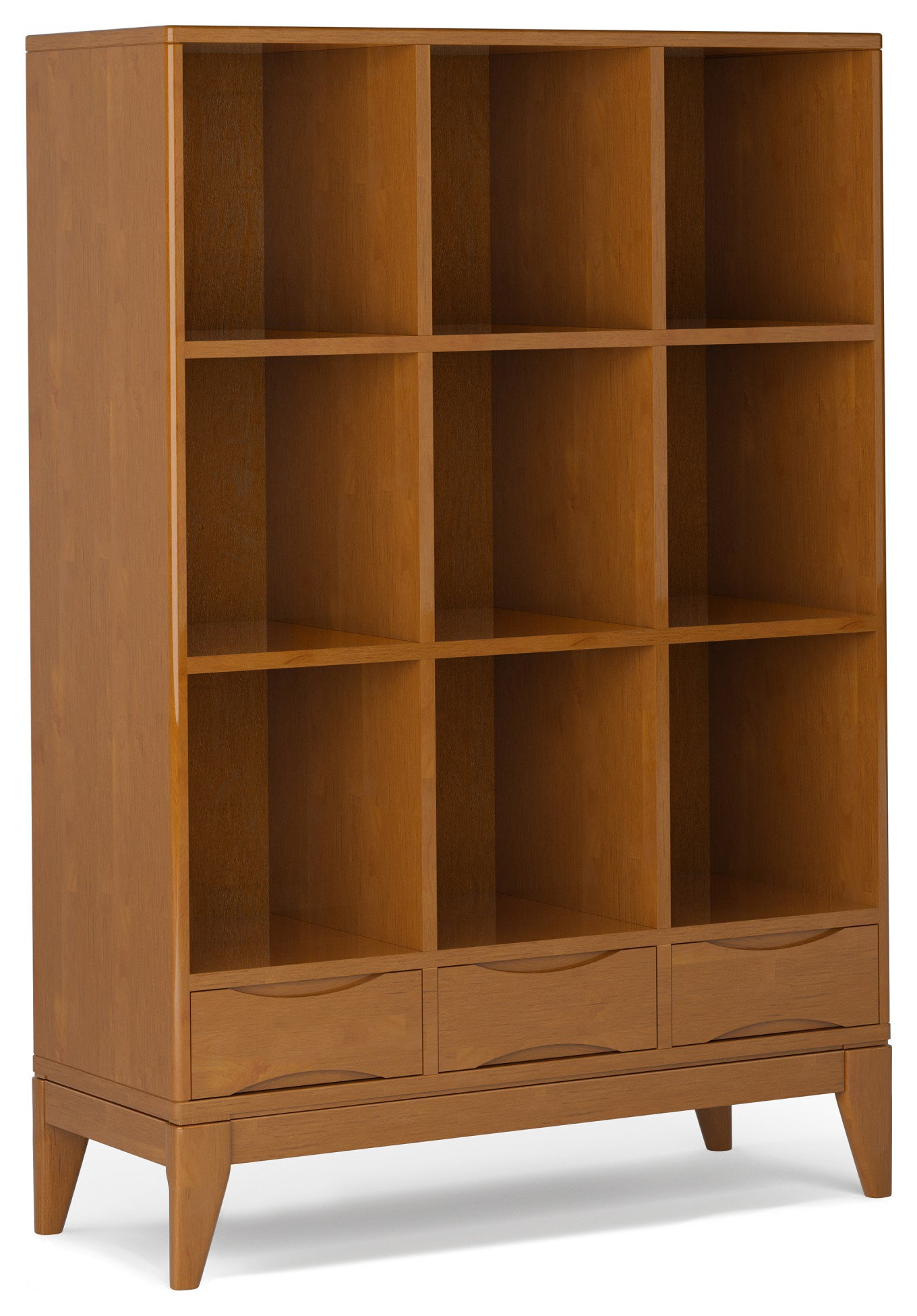 Harper Solid Hardwood Cube Storage With Drawers, Teak Brown ...