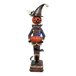 Metal Pumpkin Soldier Decoration and Candy Bowl - Traditional - Outdoor ...
