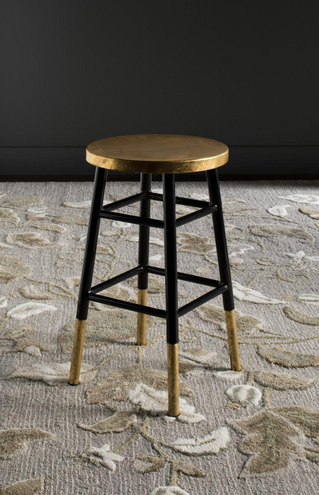 Aya Dipped Gold Leaf Counter Stool set of 2 Black / Gold - Industrial ...