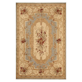Sorrento Aubusson Rug, Light Blue, 5'3"x7'10", 5'3"x7'10" - Traditional ...