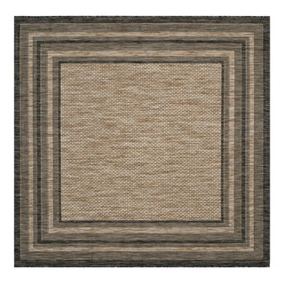 Safavieh Courtyard 5'3" Square Rug in Natural and Black, 5'3" Square ...