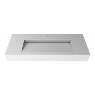 CastelloUSA Pyramid Solid Surface Wall Mounted Ramp Basin Sink, 48 ...
