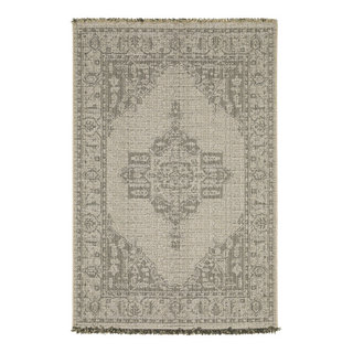 Genoa Traditional Inspired Beige/ Black Flatwoven Indoor-Outdoor Area ...