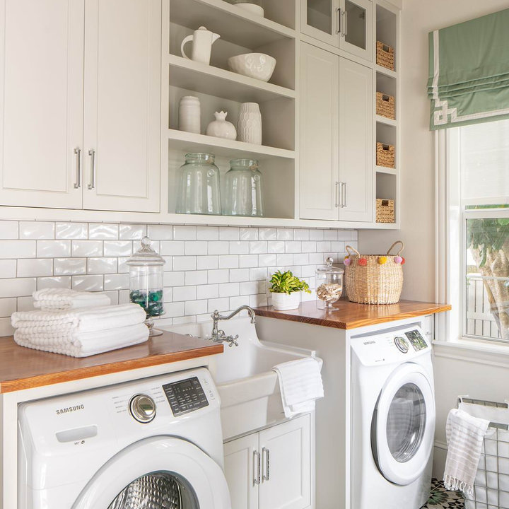 75 Beautiful Laundry Room with Subway Tile Splashback Ideas & Designs ...