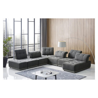 Michael Modern Gray Fabric Modular Sectional Sofa - Transitional ...